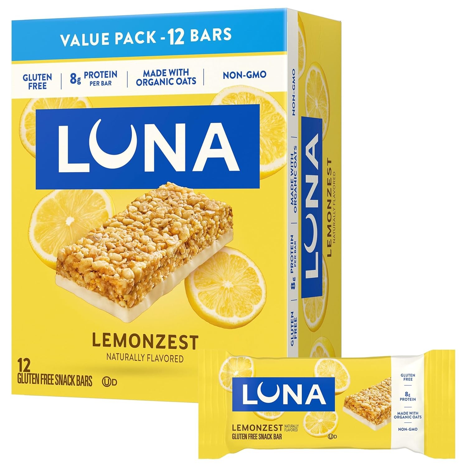 LUNA Bar - LemonZest Flavor - Gluten Free Snack Bars - Non-GMO ...