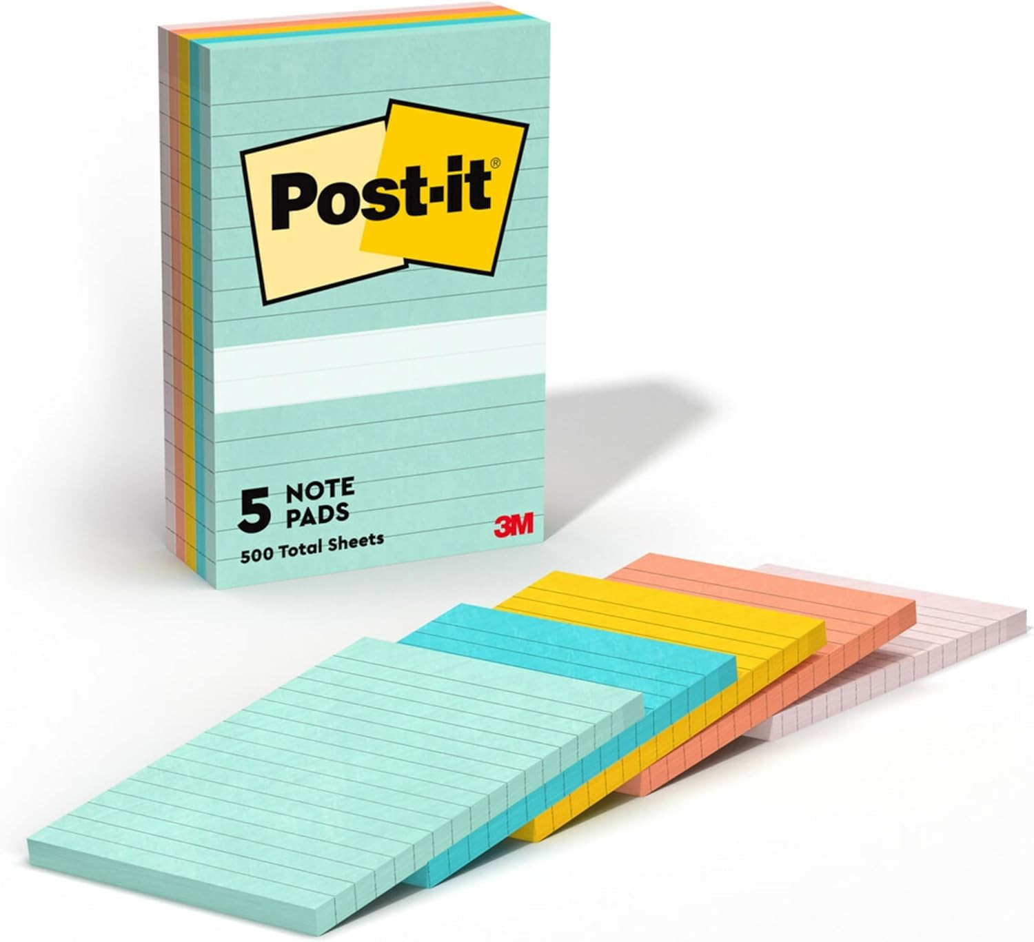 Post-it Notes, 4 in x 6 in, 5 Lined Sticky Note Pads, 100 Sheets per ...
