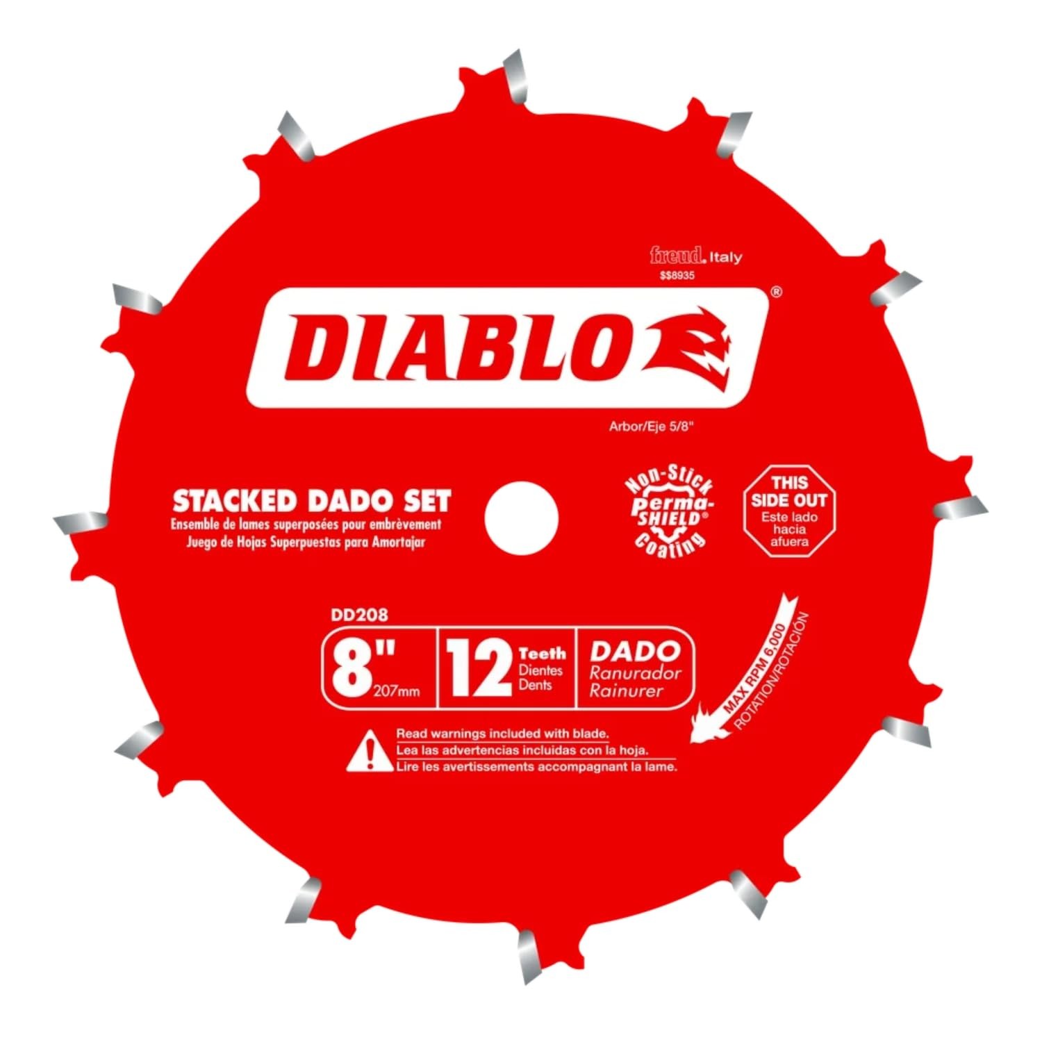 Diablo Carbide Stacked Dado Saw Blade Set - 2 Blades, 2 Wing Chippers ...