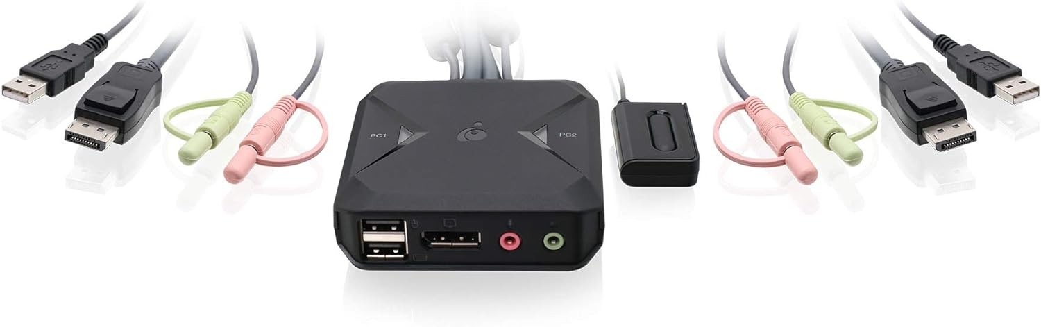 IOGEAR 2-Port USB DisplayPort Cable KVM Switch - 4K 30Hz - Remote ...