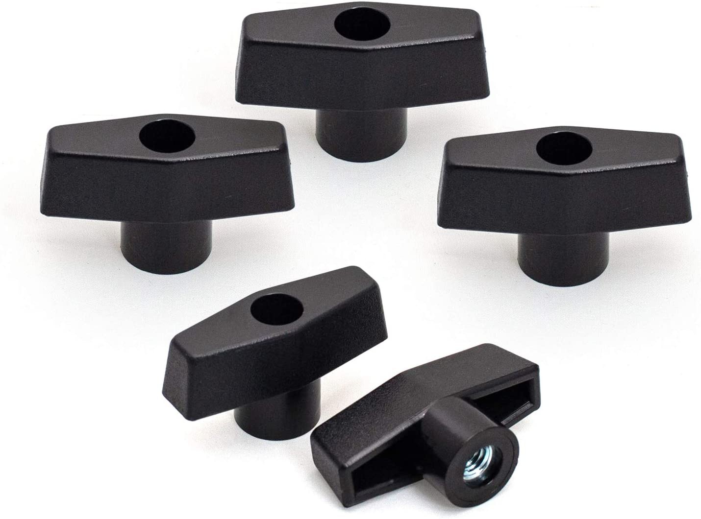 POWERTEC 5 Pack 1/4"-20 T Knobs, Threaded Clamping Knobs for T Track ...