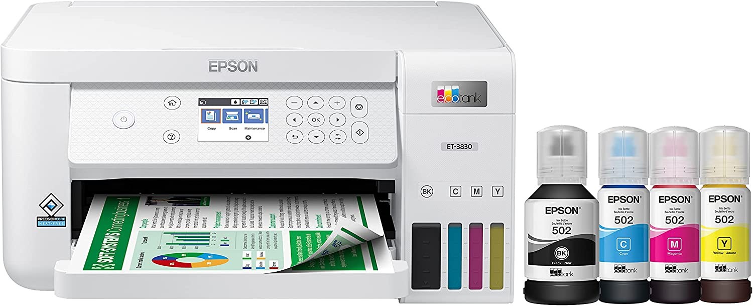 Epson EcoTank ET-3830 Wireless Color All-in-One Cartridge-Free ...