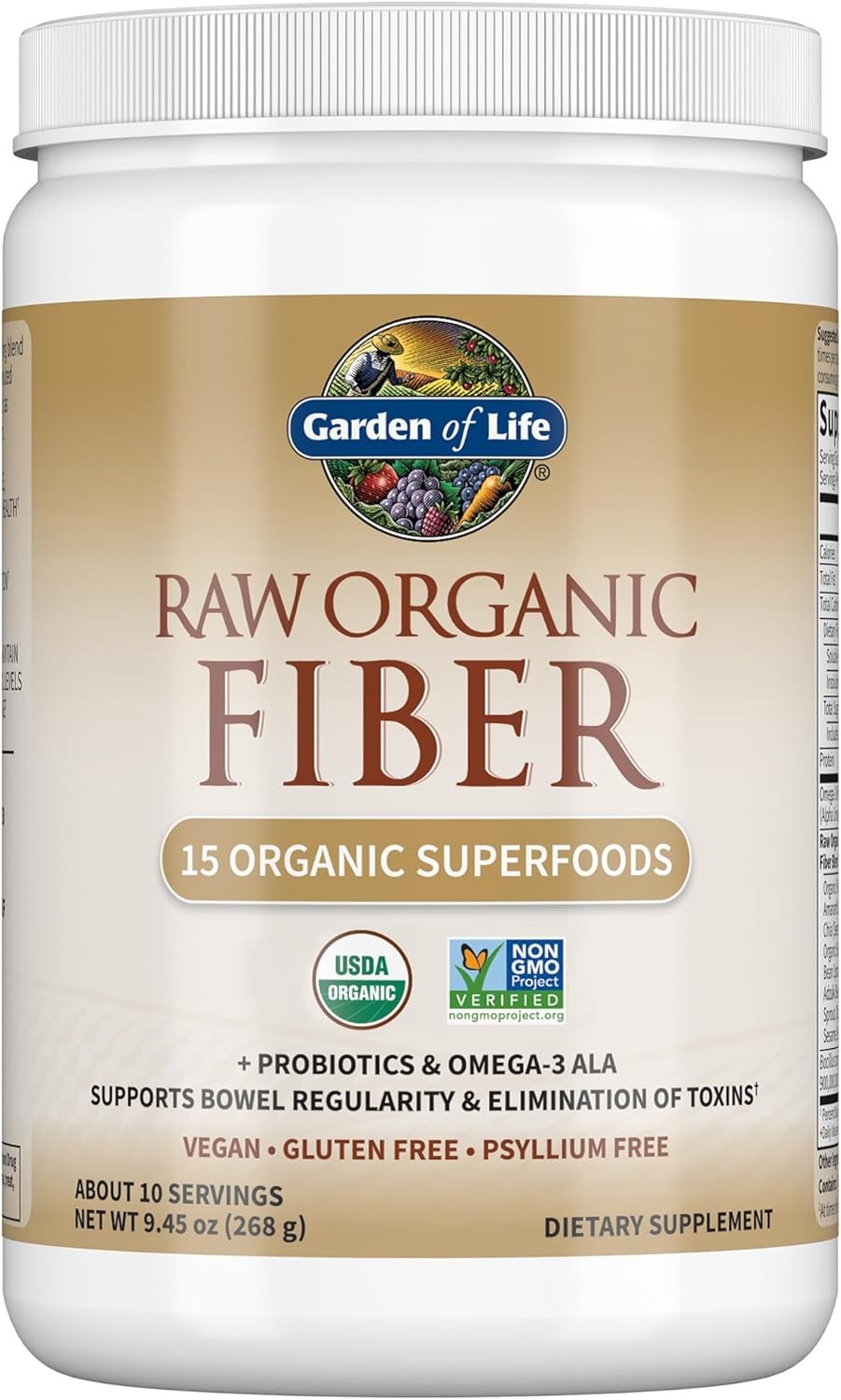 Garden of Life Raw Organic Fiber Supplement Powder - 10 Servings, 15 ...
