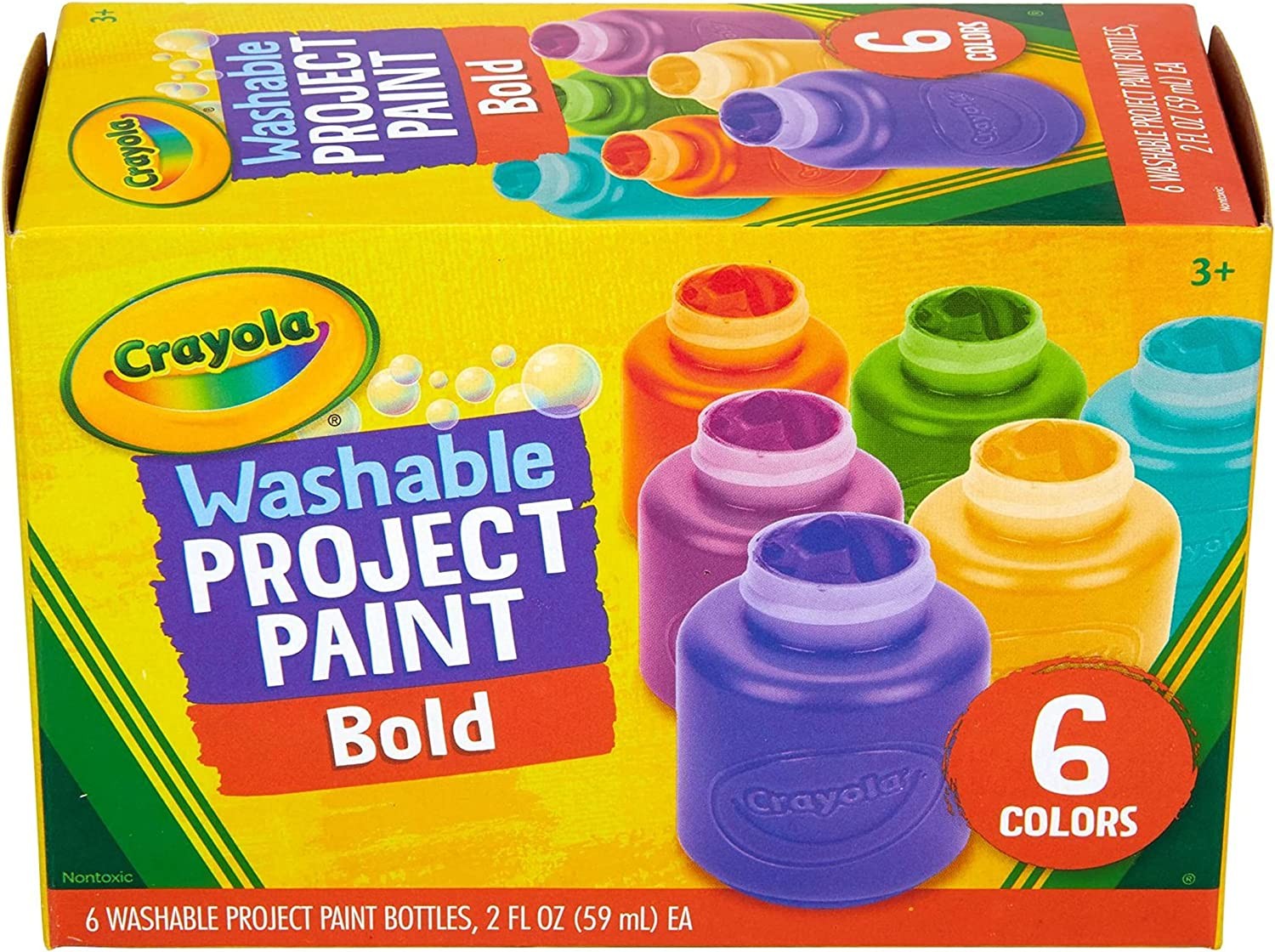 Crayola Washable Kids Paint (6ct), Essential Preschool Supplies, Paint ...