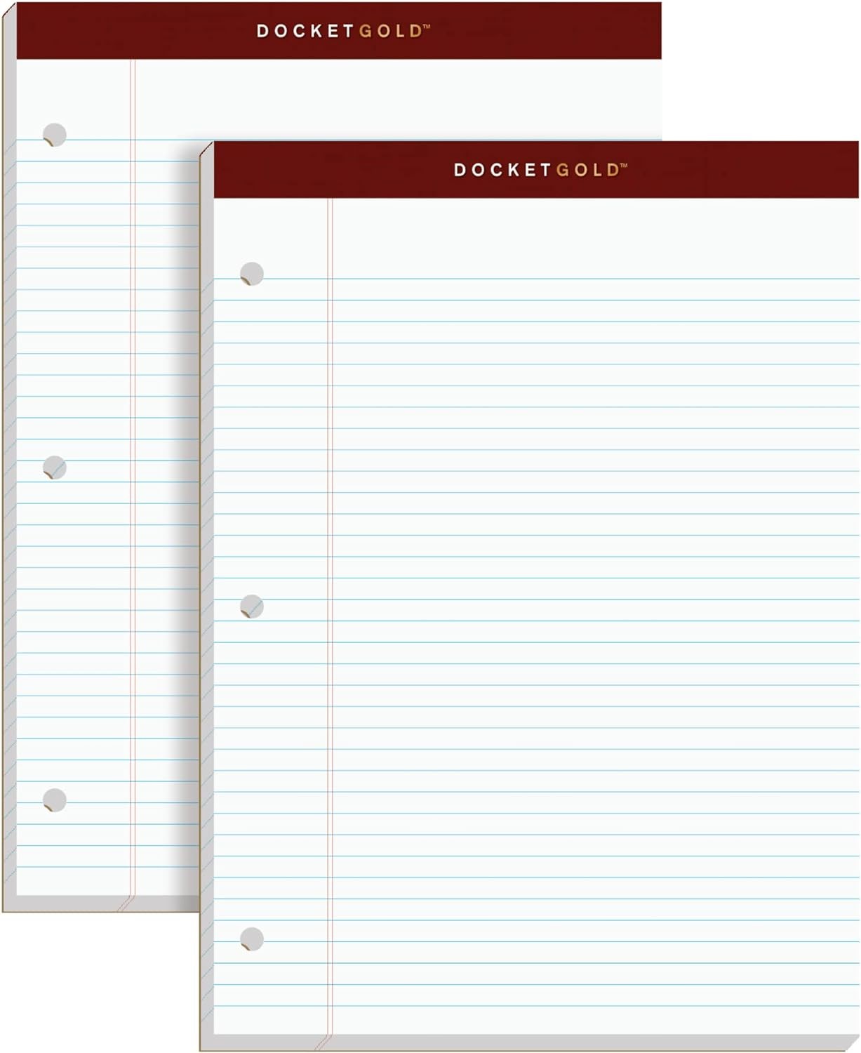 TOPS Docket Gold Writing Pads, 8-1/2" x 11-3/4", Narrow Rule, 3-Hole ...
