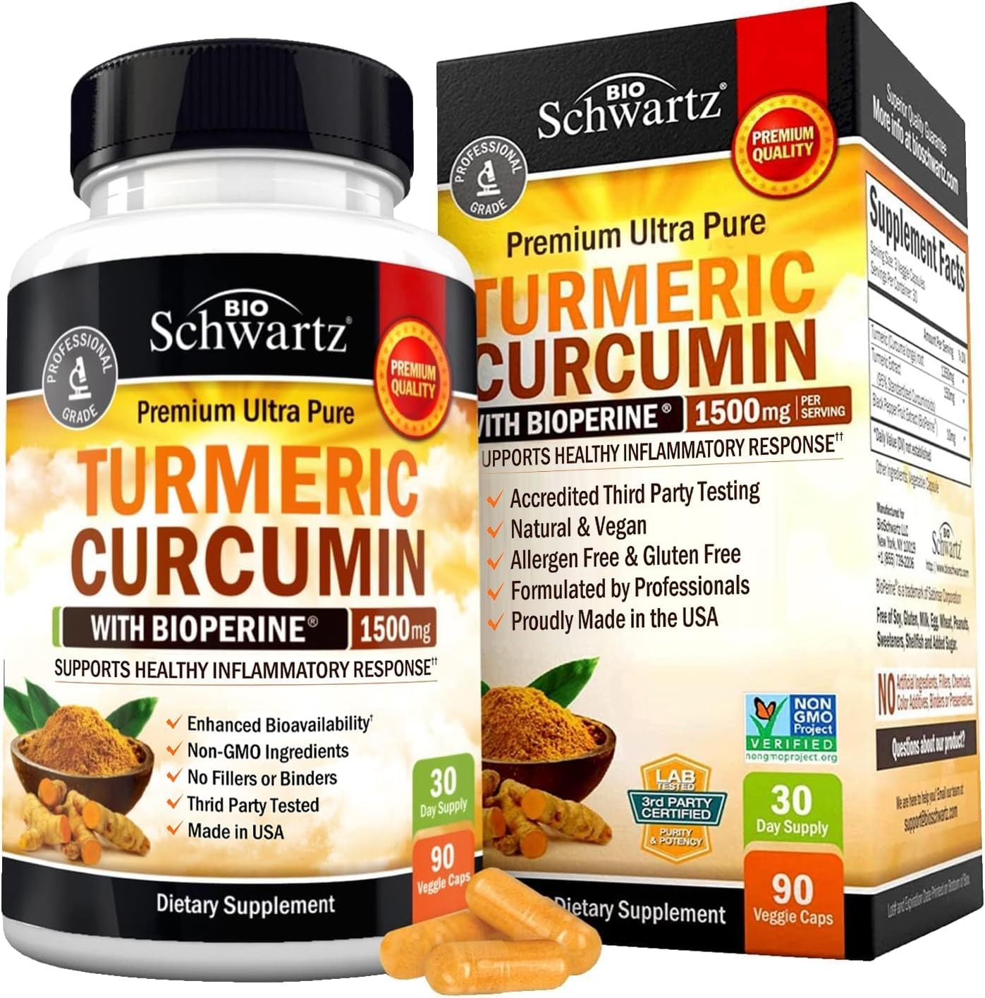 Turmeric Curcumin with Black Pepper Extract 1500mg - High Absorption ...