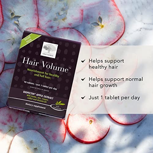 NEW NORDIC Hair Volume Tablets | 3000 mcg Biotin & Biopectin Apple ...