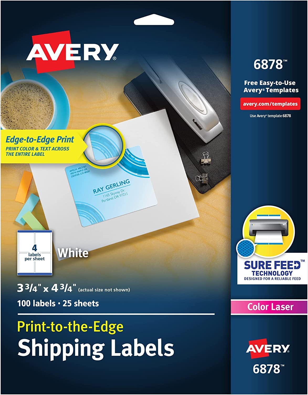 Avery Print-to-the-Edge Shipping Labels for Color Laser Printers and ...