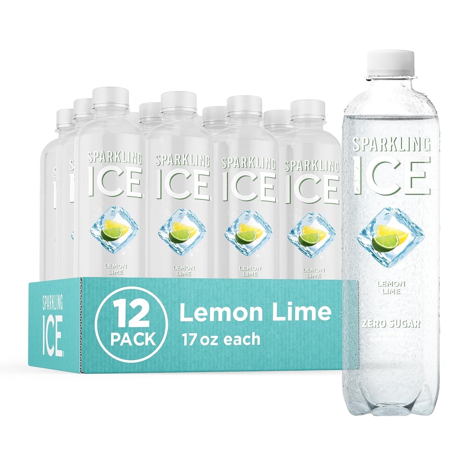 Sparkling Ice, Lemon Lime Sparkling Water, Zero Sugar Flavored Water ...