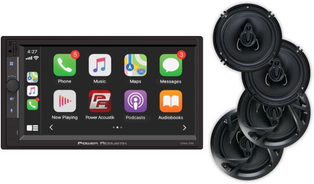 Power Acoustik Car Stereo Combo | CarPlay/Android Auto 7 HD LCD with ...