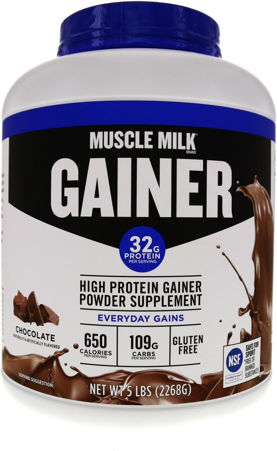 Muscle Milk Gainer Protein Powder, Chocolate, 32g Protein, 5 Pound ...