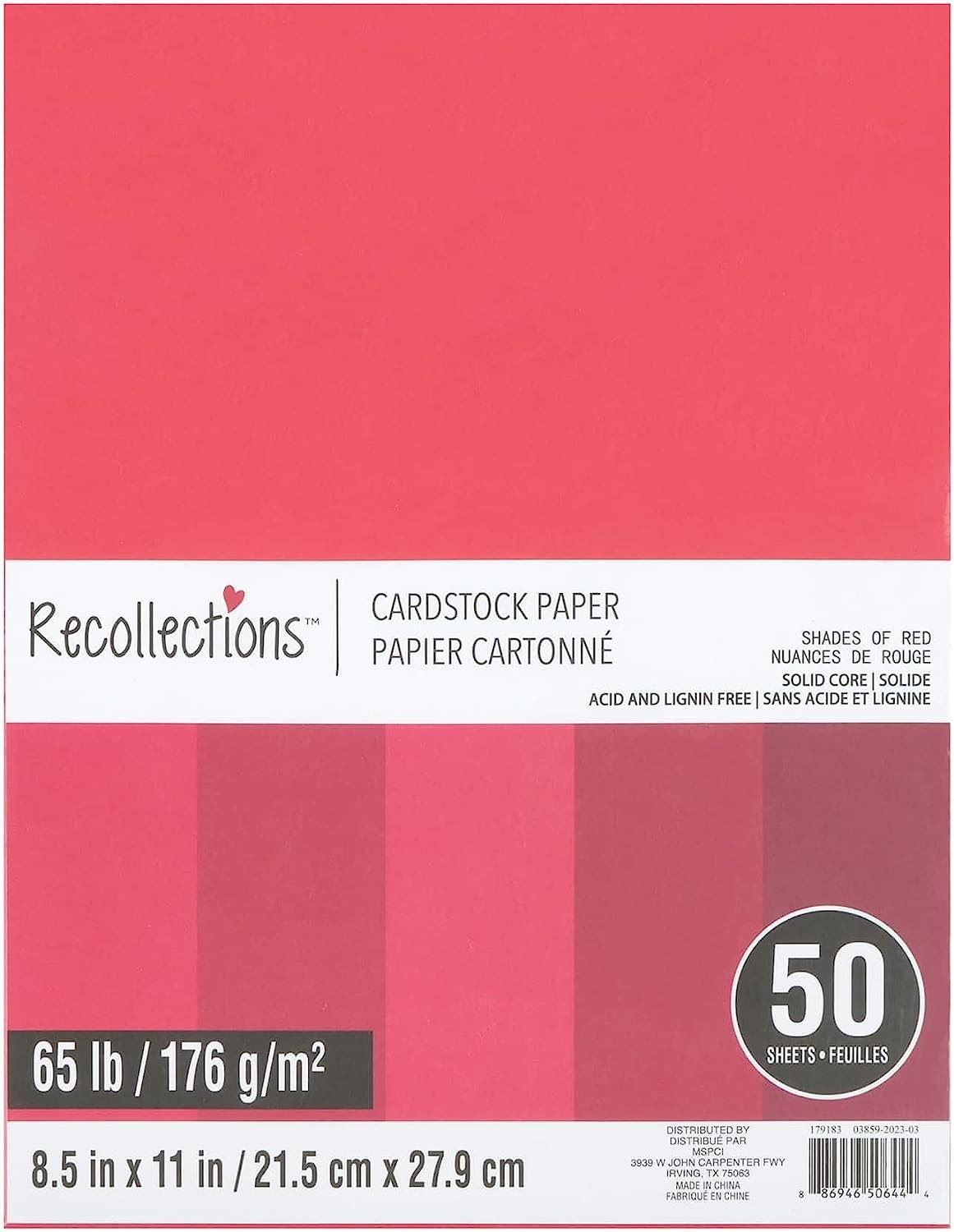 50 Sheets 8.5” x 11” Shades of Red Cardstock Paper by Recollections ...