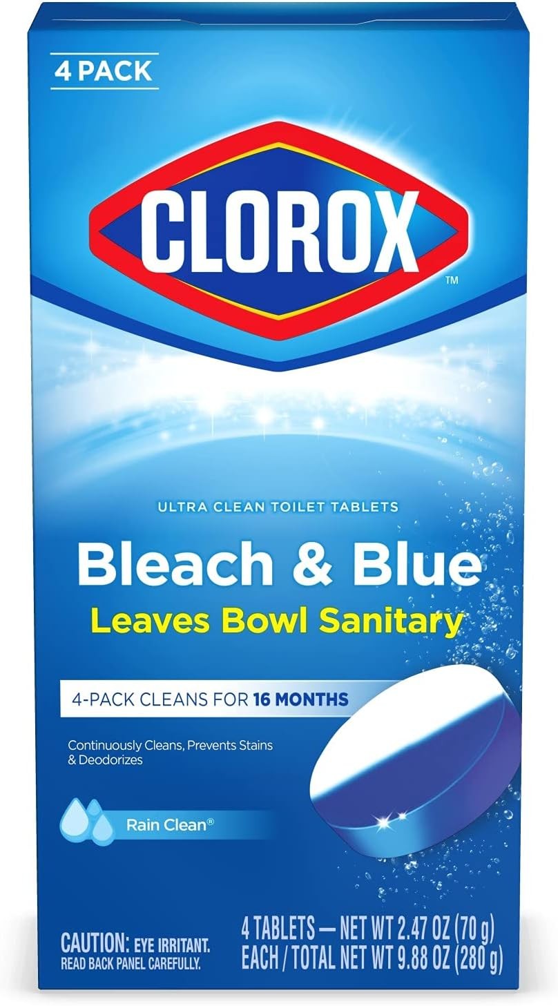 Clorox Ultra Clean Toilet Tablets Bleach & Blue, Rain Clean Scent 2.47 ...