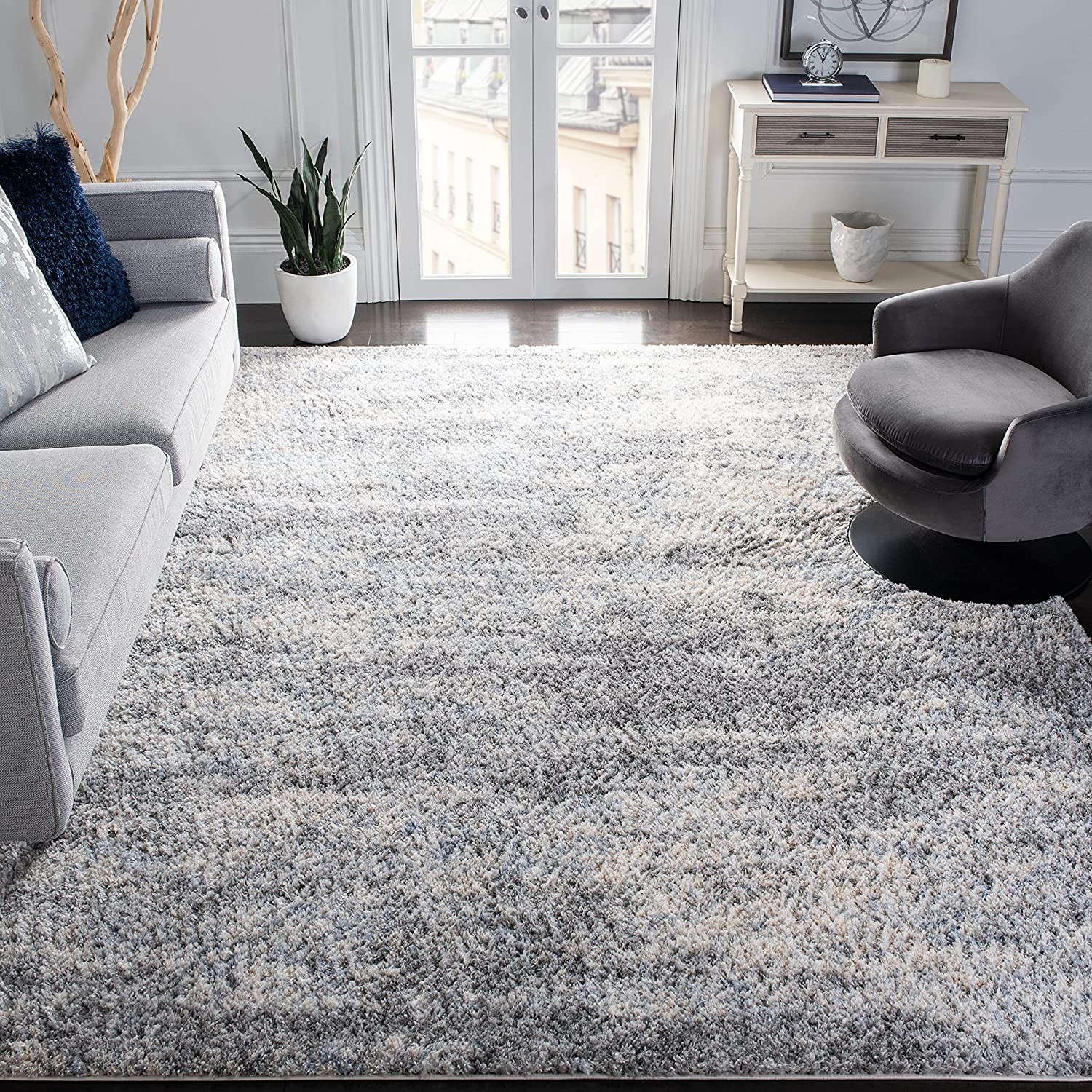 SAFAVIEH Area Rug 8x10 - Berber Shag Collection - Large - Grey Blue ...