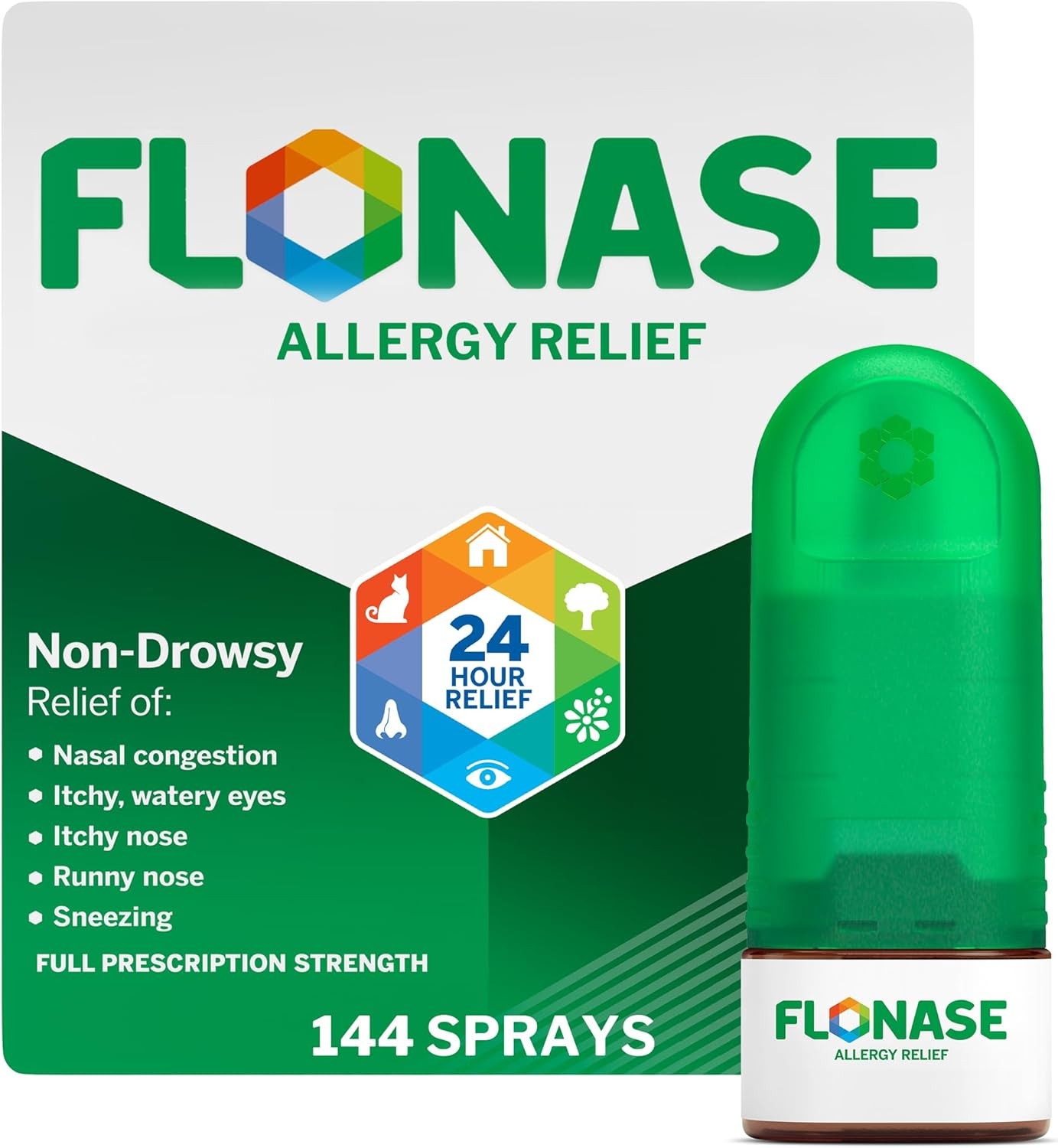 Flonase Allergy Relief Nasal Spray, 24 Hour Non Drowsy Allergy Medicine ...