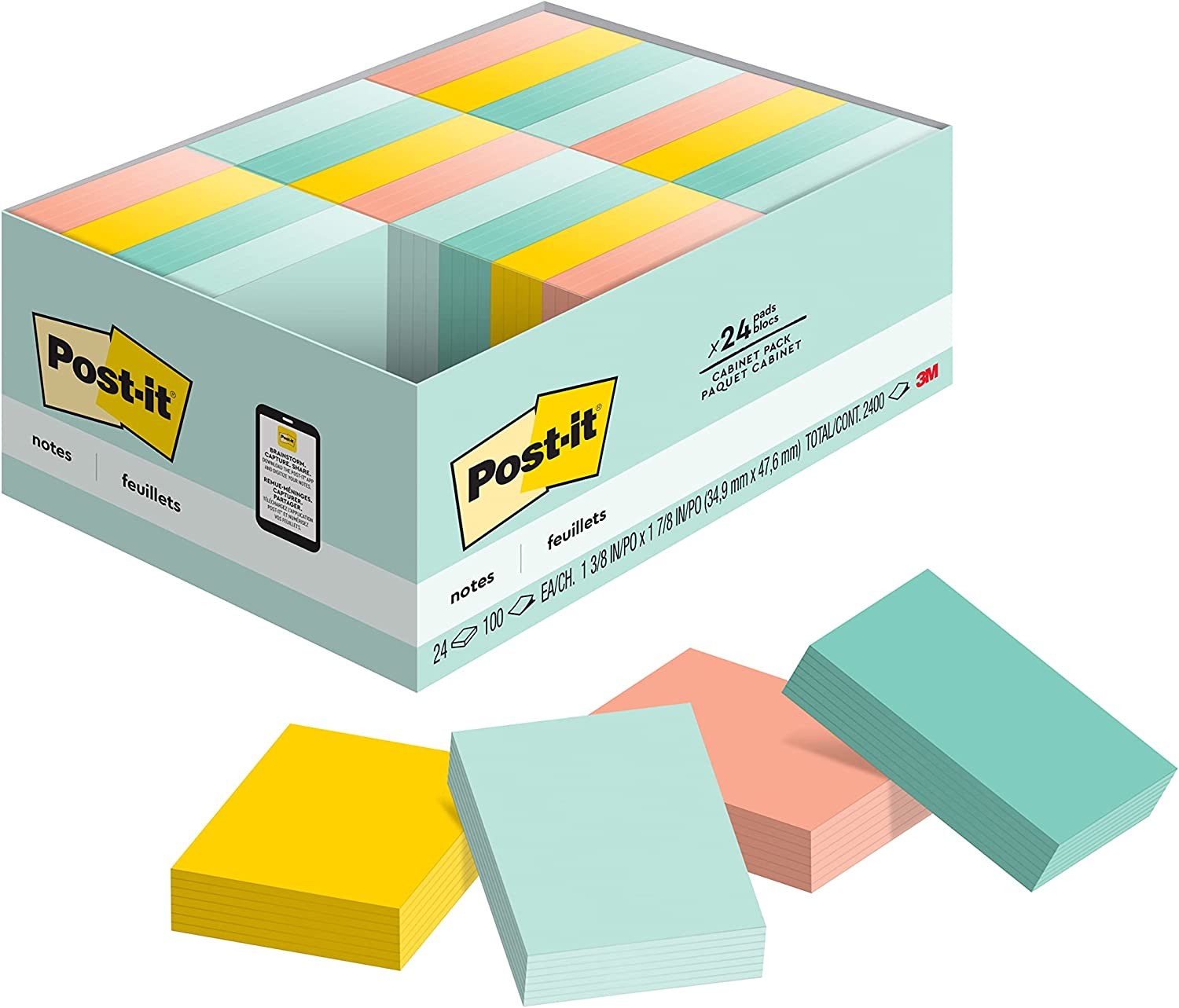 Post-it Notes, 1.5x2 in, 24 Pads, America's #1 Favorite Sticky Notes ...