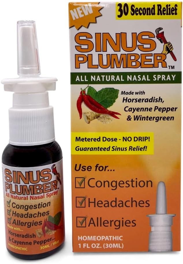 Sinus Plumber Pepper Nasal Spray, Allergy and Sinus Relief, Congestion ...