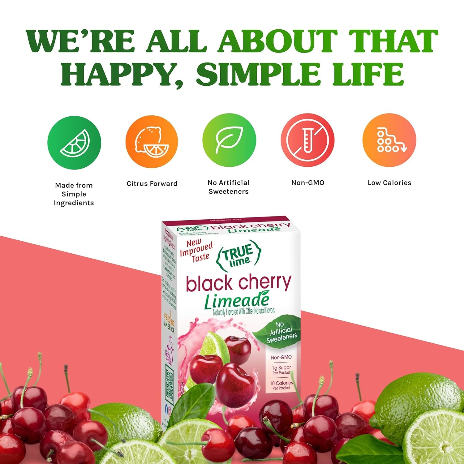 TRUE LIME Black Cherry Limeade Drink Mix (10 Packets) | Made from Real ...