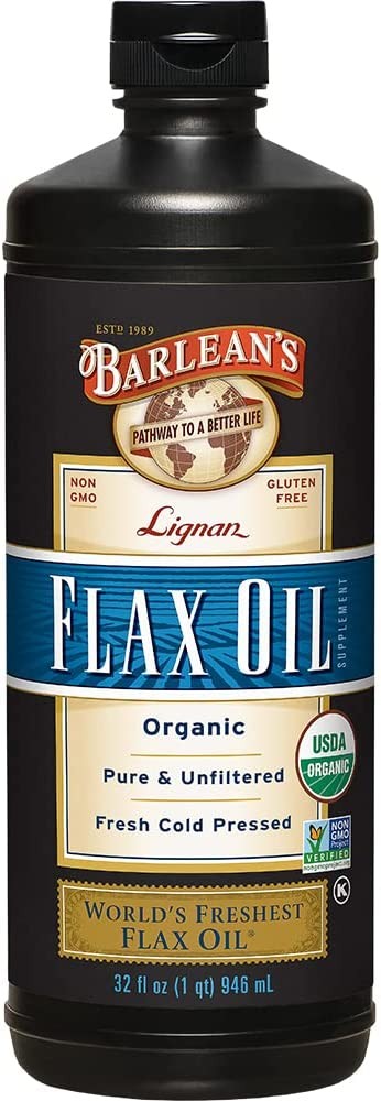 Barlean's Organic Lignan Omega 3 Flaxseed Oil Liquid Supplement for Men ...