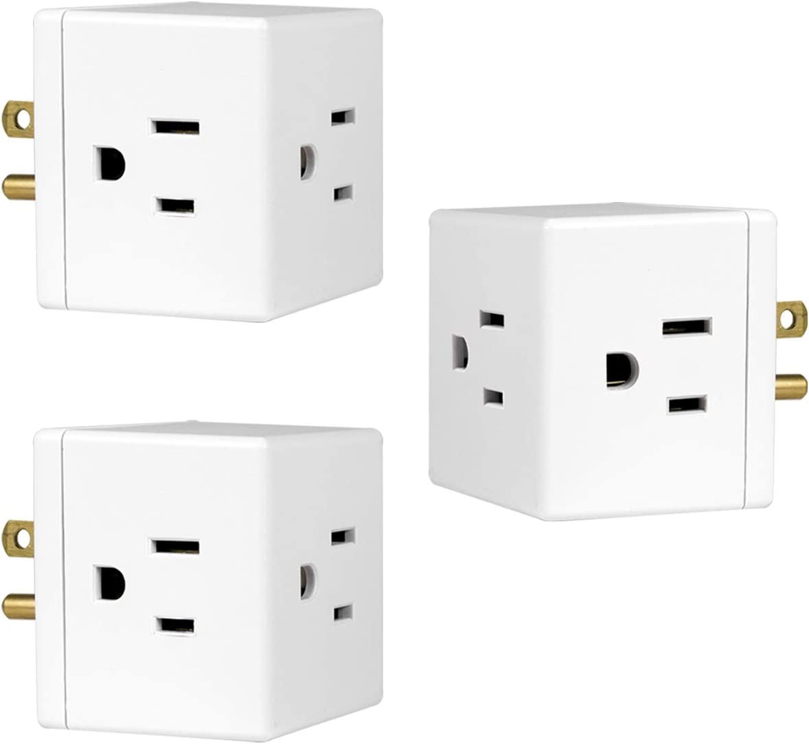 GE 3-Outlet Extender, 3 Pack, Grounded Wall Tap, Adapter Spaced, 3 ...