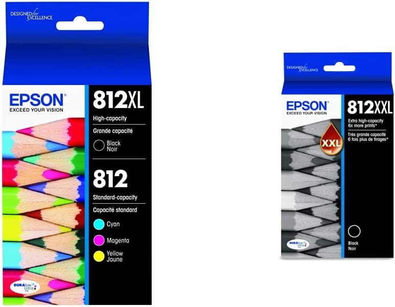 EPSON T812 DURABrite Ultra Ink High Capacity Black & Standard Color ...