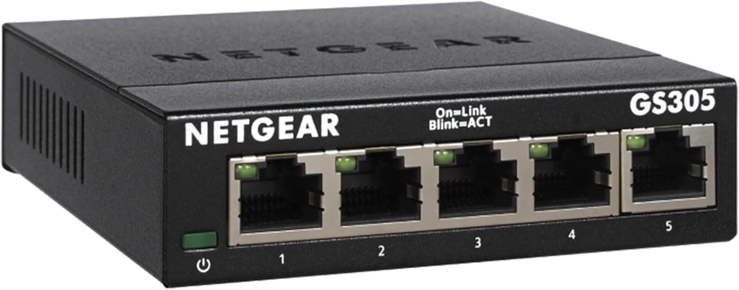 NETGEAR 5-Port Gigabit Ethernet Unmanaged Essentials Switch (GS305 ...