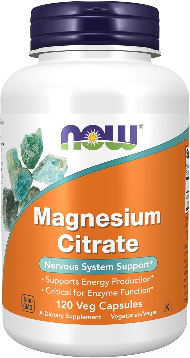 NOW Supplements, Magnesium Citrate, Enzyme Function*, Nervous System ...