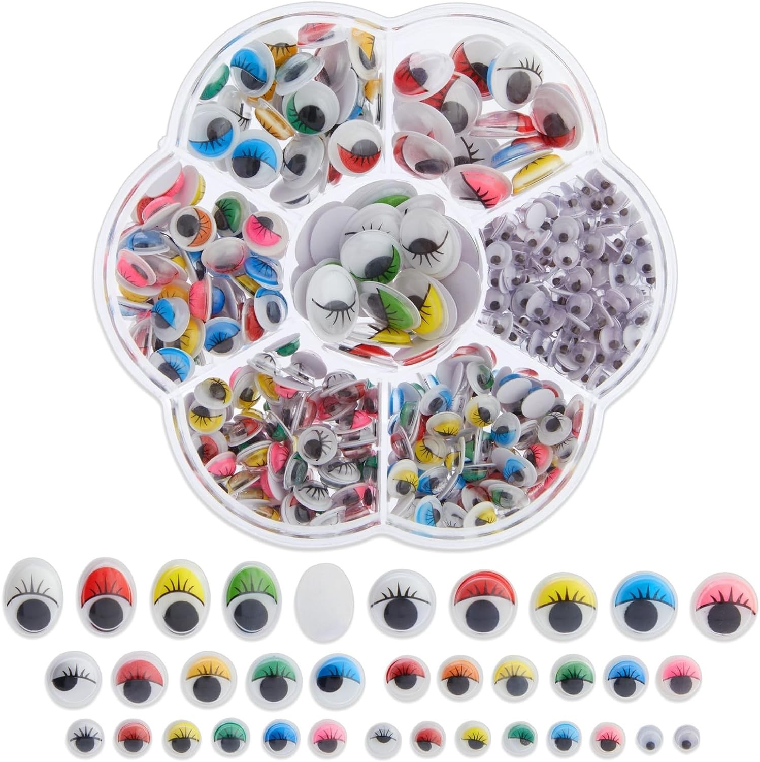 Genie Crafts Googly Eye Sticker Pack - 500 Assorted Pieces, Multicolor, 5-12mm, 3 Designs - Peel ...
