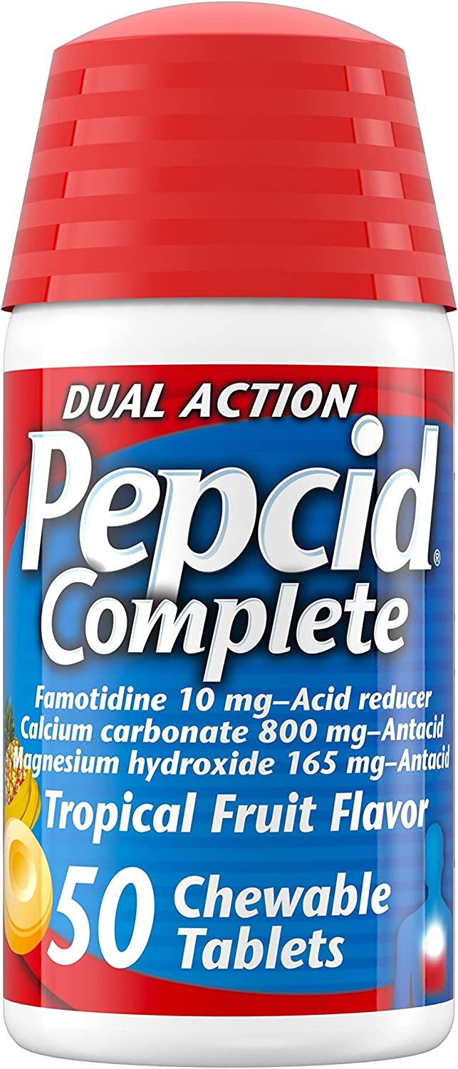 Pepcid Complete Acid Reducer + Antacid Chewables, 10 mg Famotidine, 800 ...