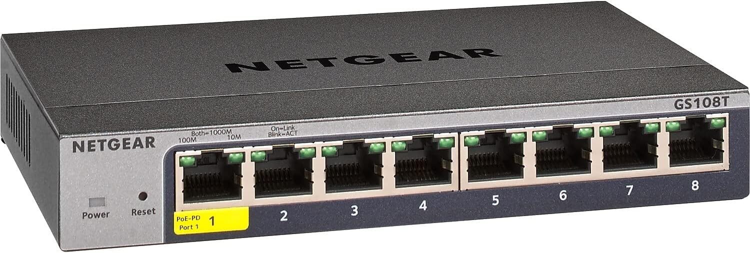 NETGEAR 8-Port Gigabit Ethernet Smart Switch (GS108T) - Managed, with 1 ...
