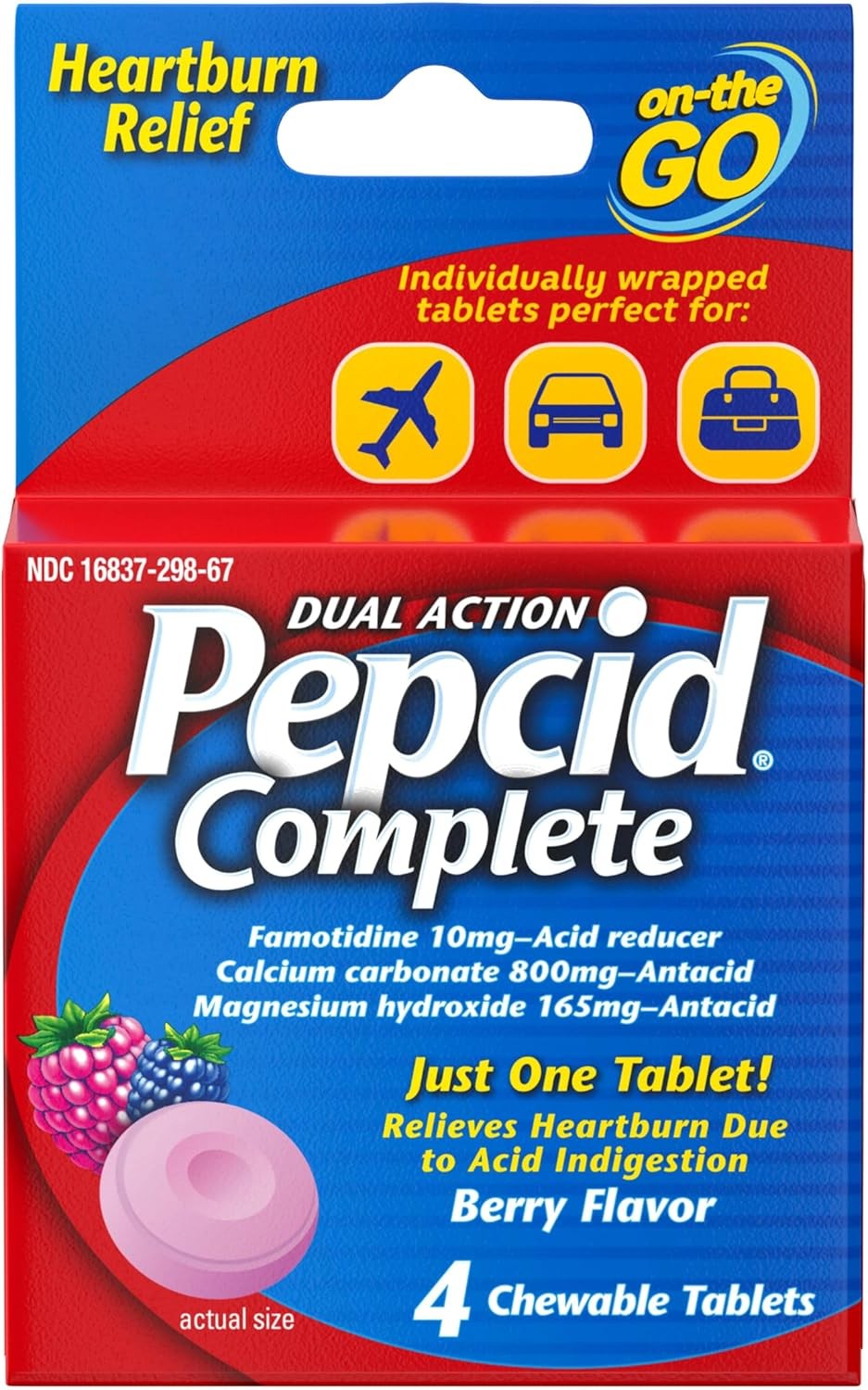 Pepcid Complete Acid Reducer + Antacid Chewables, 10mg Famotidine ...