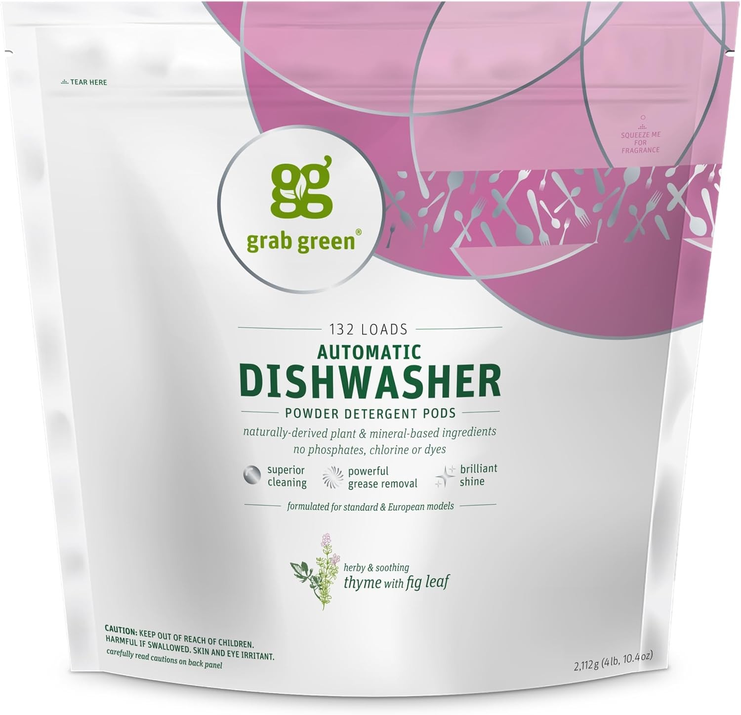 Grab Green Automatic Dishwashing Detergent Pods, 132 Count, Thyme Fig ...