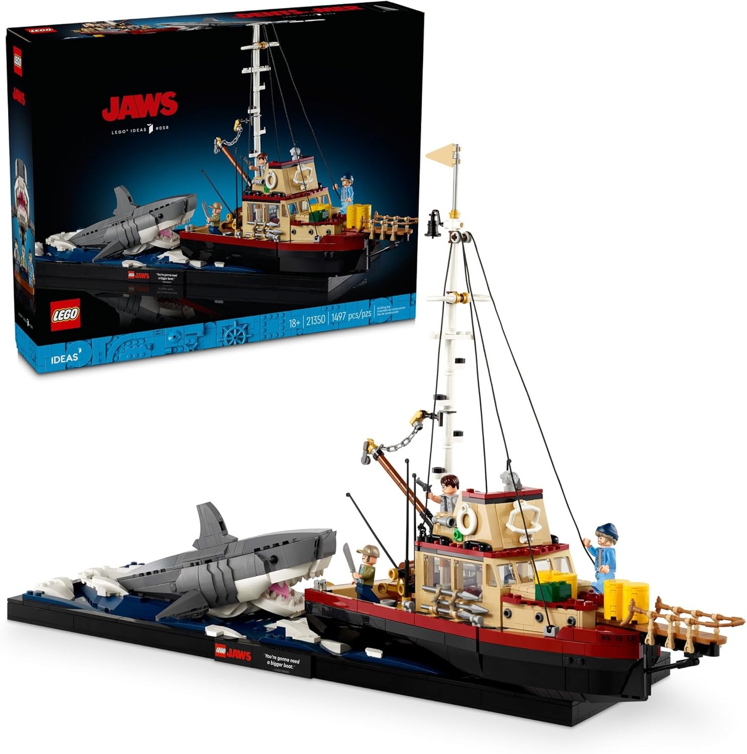 LEGO Ideas Jaws Set - Diorama Kit for Fans of The Classic Movie - Shark ...
