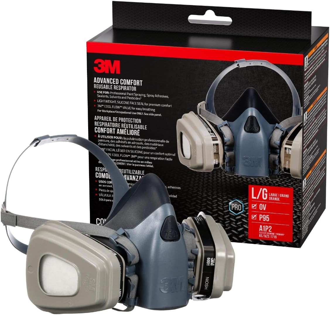 3M Professional Half Mask Organic Vapor, P95 Respirator with Cool Flow ...