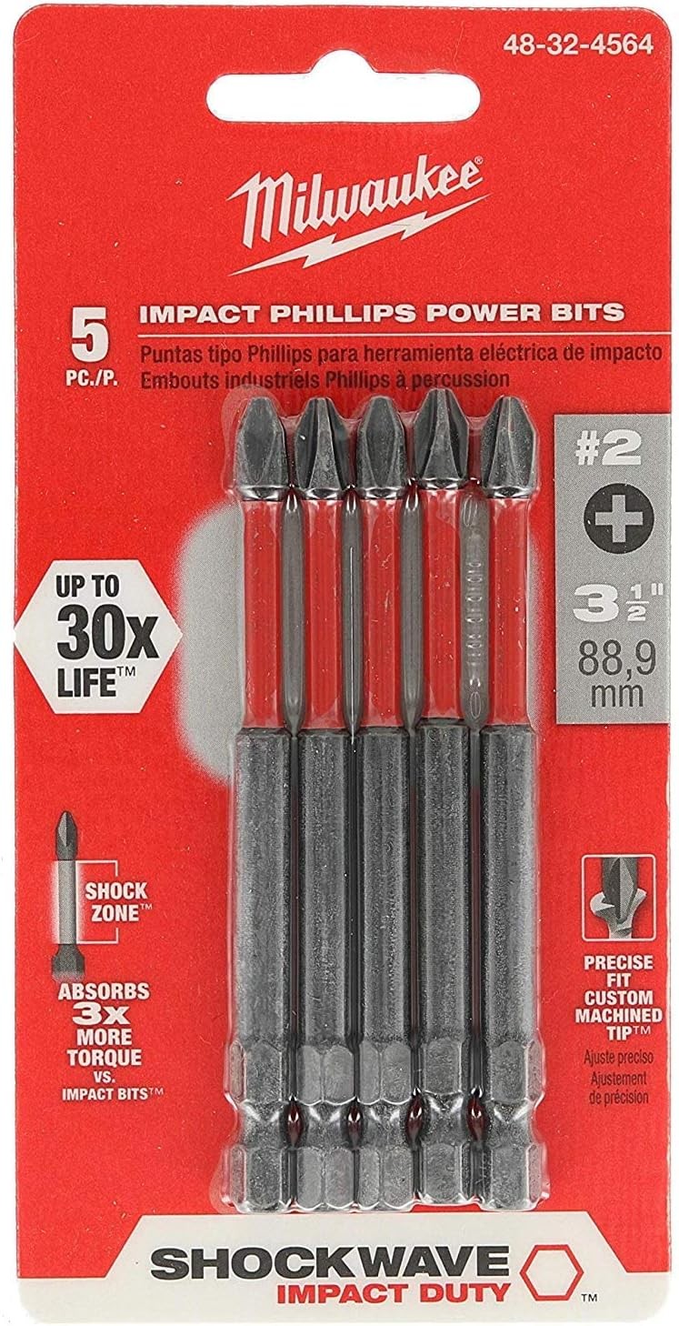 MILWAUKEE ELECTRIC TOOL 48-32-4564 Shockwave 3-1/2" Power Bit Phillips ...