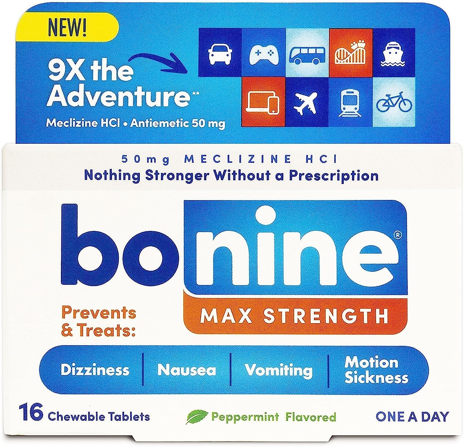 Bonine MAX Chewable for Motion Sickness Relief - with Meclizine HCL ...