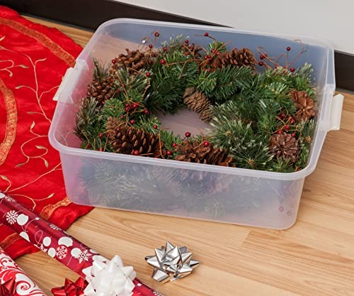 IRIS USA 33 Quart Christmas Wreath Storage Container Box with Lid, 3 ...