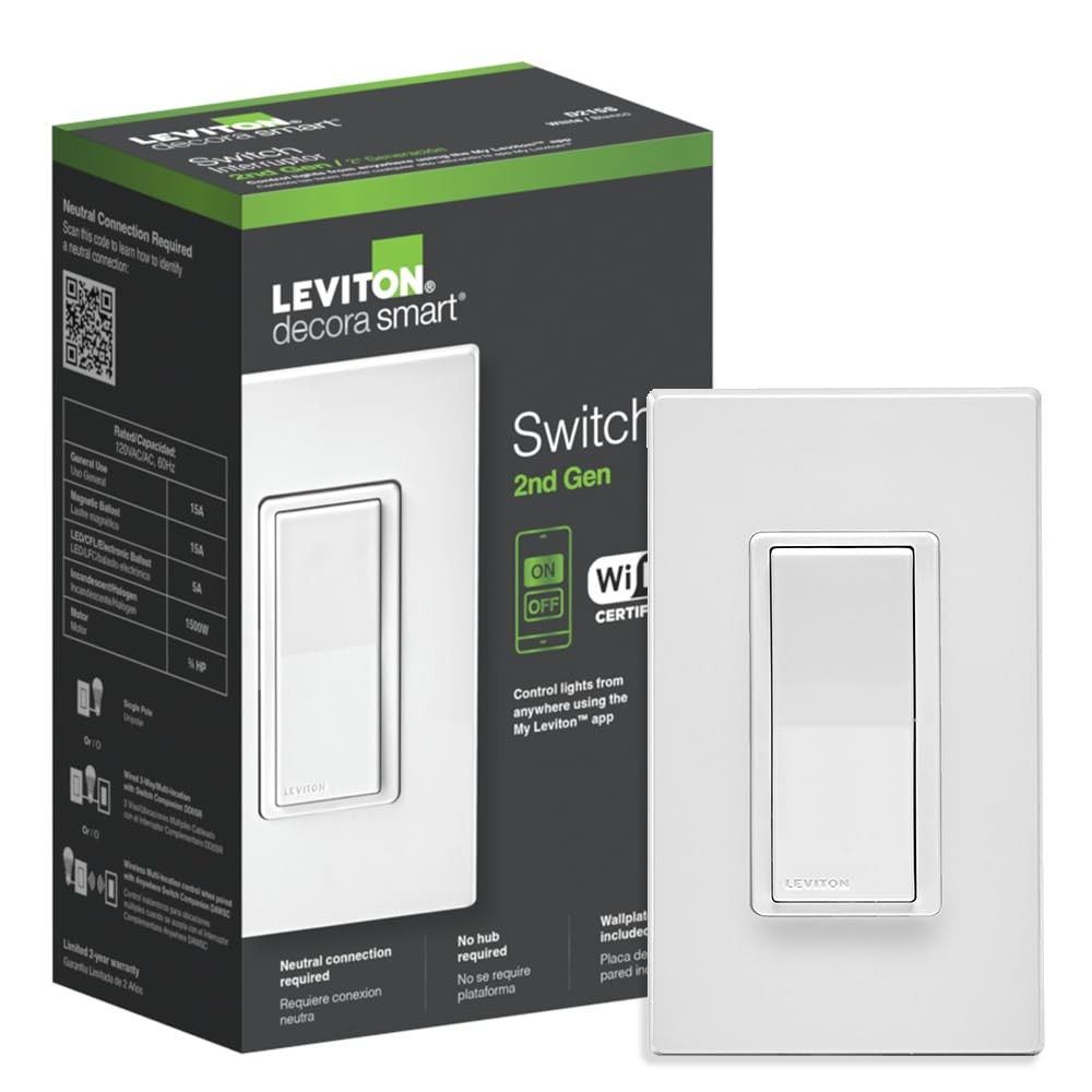 Leviton Decora Smart Switch, Wi-Fi 2nd Gen, Neutral Wire Required ...