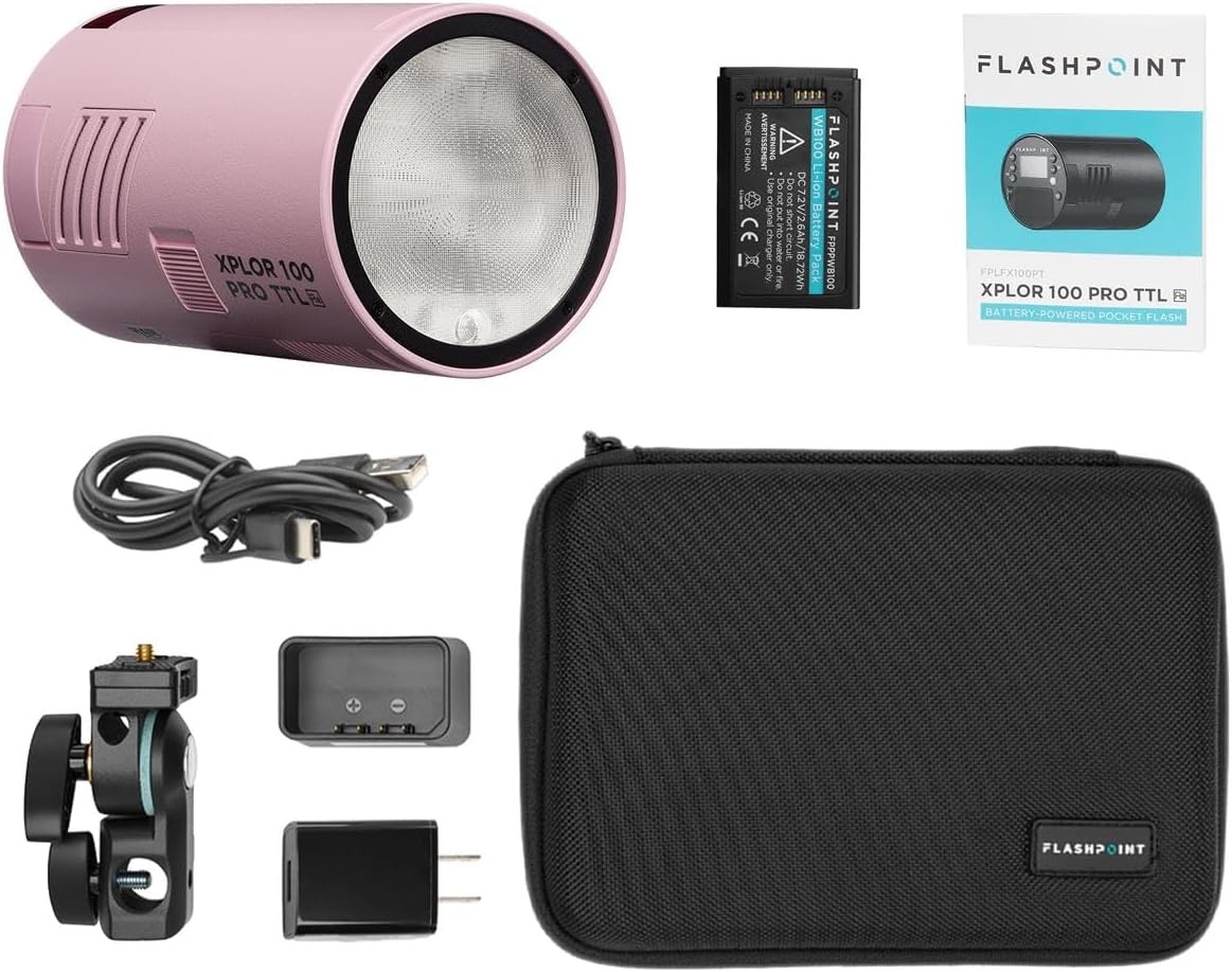 Flashpoint XPLOR 100 Pro TTL R2 Monolight, Pink, 100w 2.4G TTL Portable ...
