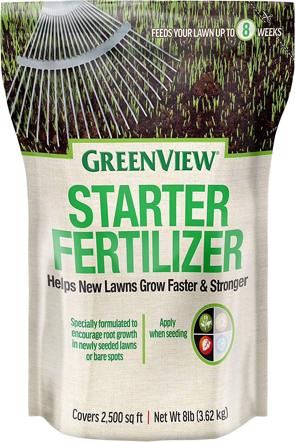 Greenview Spring or Fall Lawn Starter Fertilizer - 8 lb. Bag - Covers ...