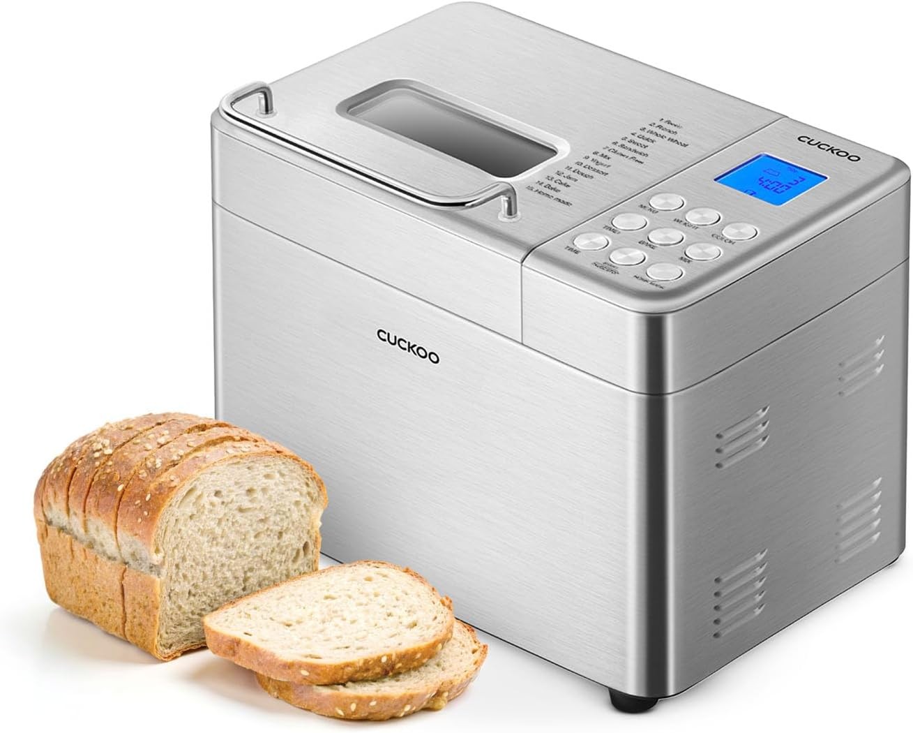 CUCKOO Bread Maker Machine with 15 Menu Options + 3 Crust Colors, 2 lbs ...