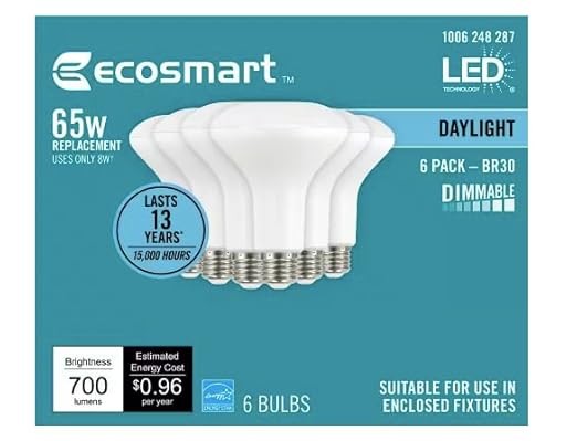 EcoSmart 65-Watt Equivalent BR30 Dimmable LED Flood Light Bulb Daylight ...