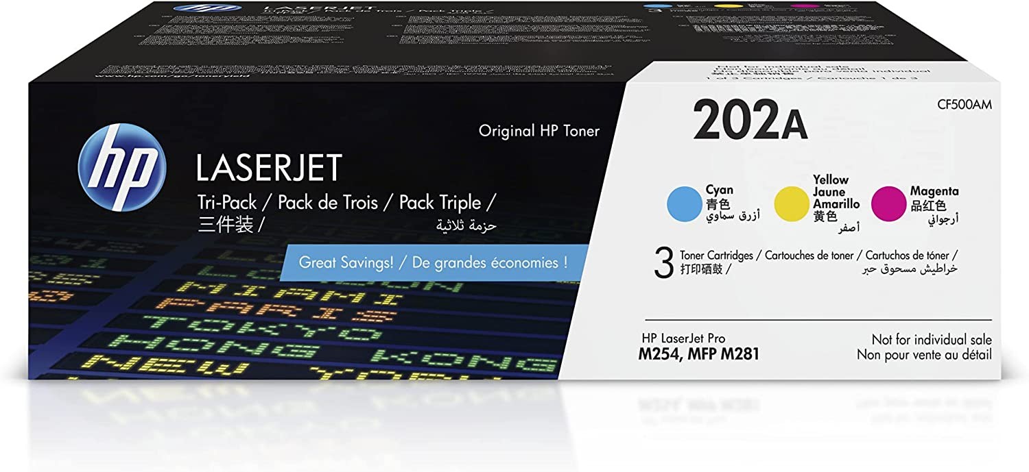 HP 202A Cyan, Magenta, Yellow Toner Cartridges Printers (3-Pack ...