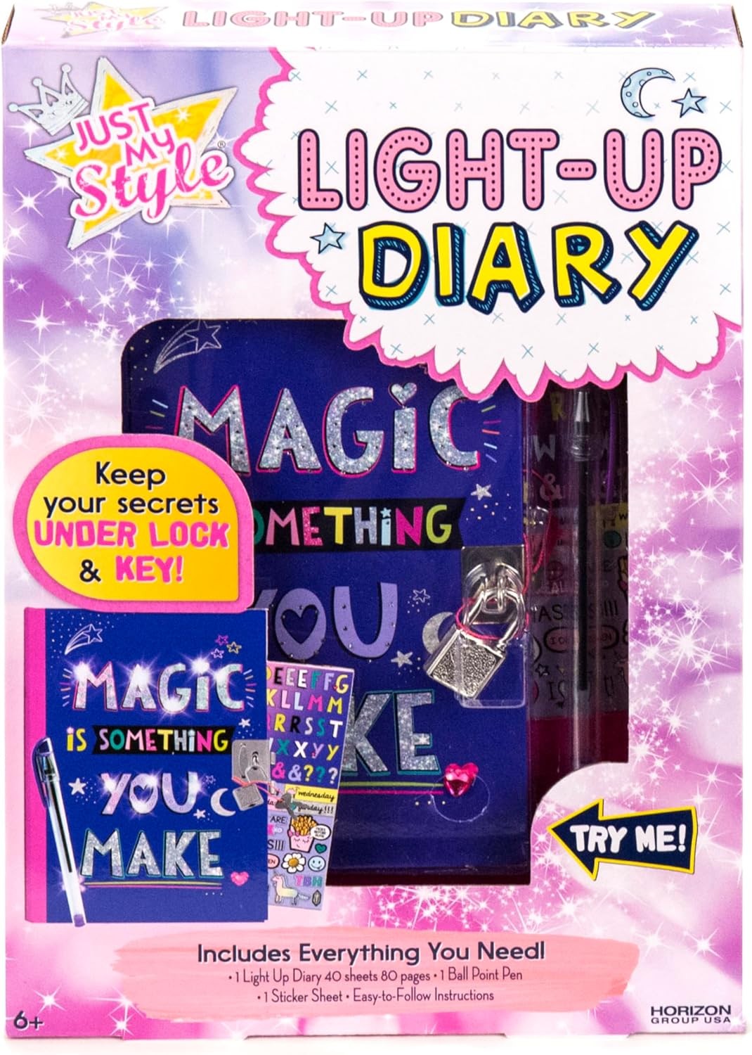 Just My Style Light Up Diary, Personalized Journal With Lock and Key ...