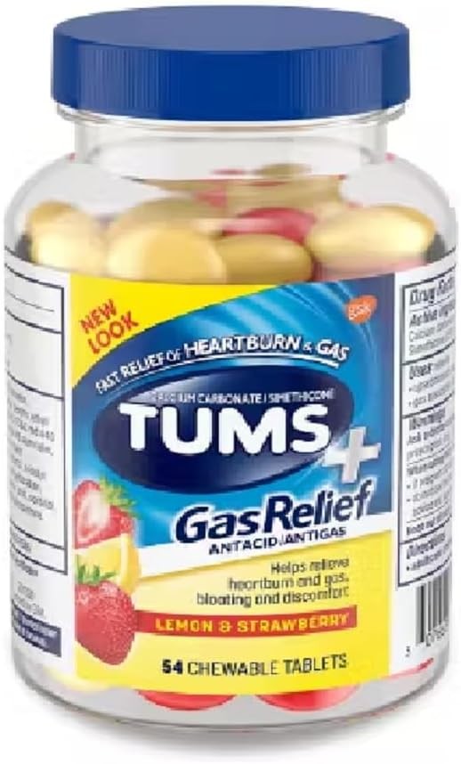 TUMS Chewy Bites Chewable Antacid Tablets with Gas Relief, Lemon ...
