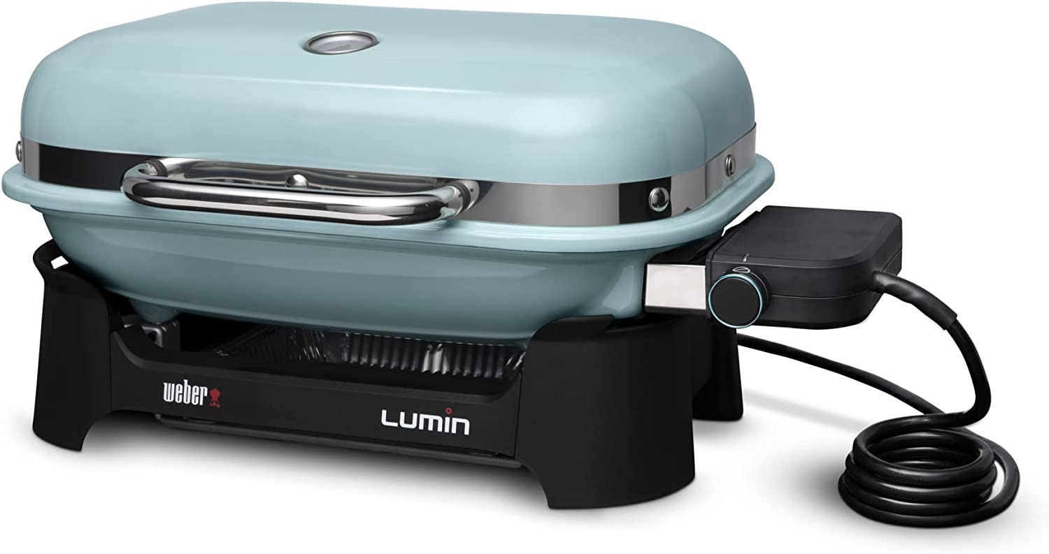 Weber Lumin Compact Outdoor Electric Barbecue Grill, Light Blue - Great ...