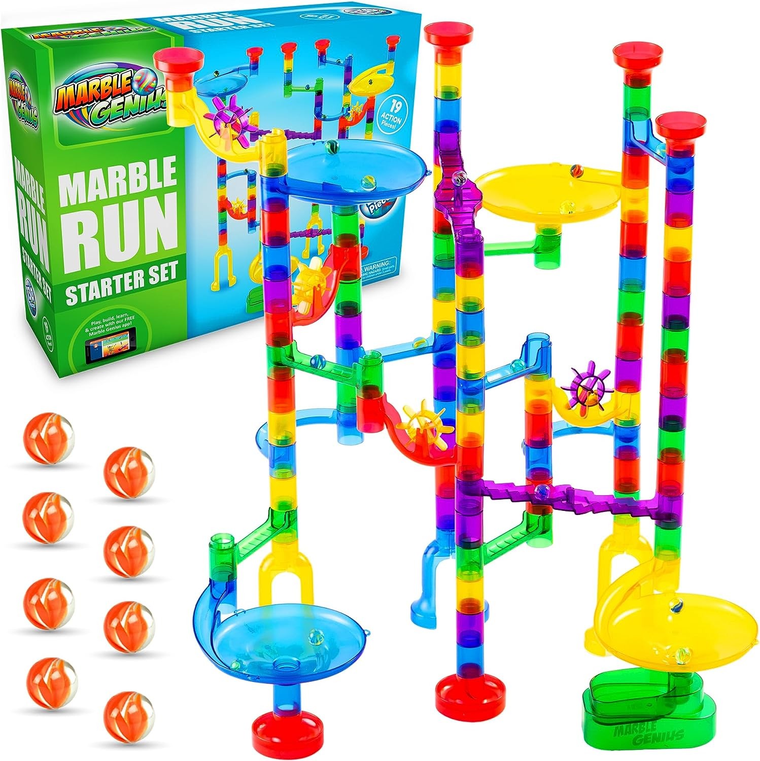 Marble Genius Marble Run (130 Complete Pieces) Maze Track or Board ...