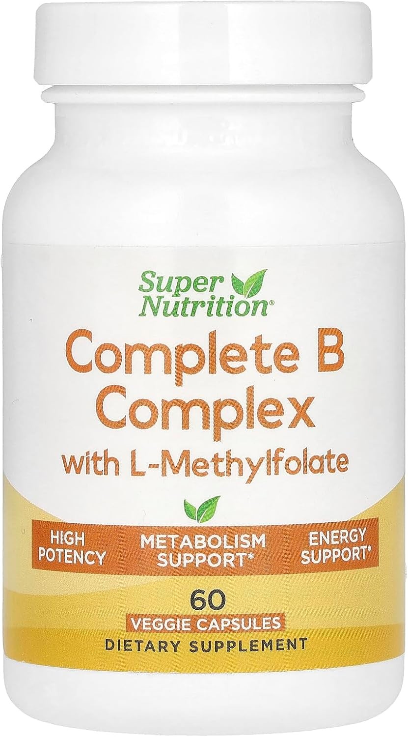 Super Nutrition Complete B Complex with L-Methylfolate, 60 Veggie ...