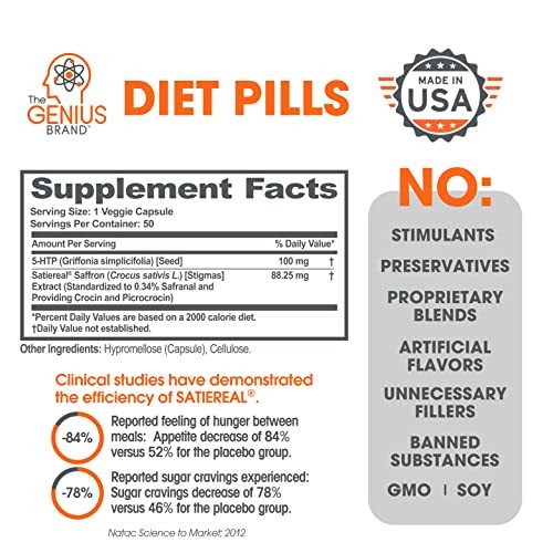 The Genius Brand - Diet Pills for Weight Loss Support, 50 Veggie ...