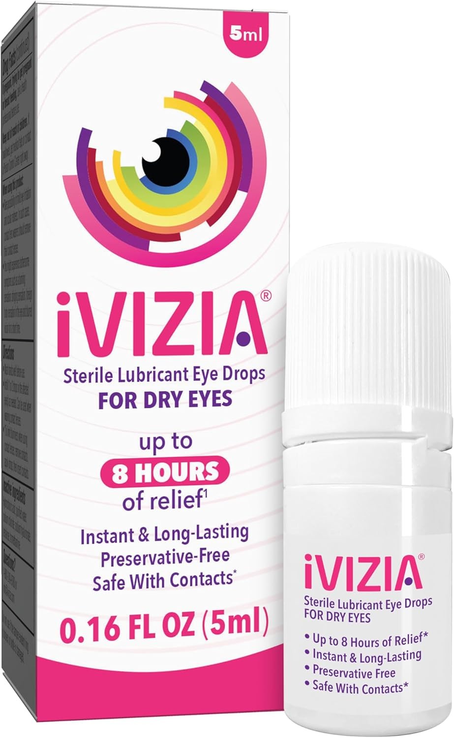 iVIZIA Sterile Lubricant Eye Drops for Dry Eyes, Preservative-Free ...